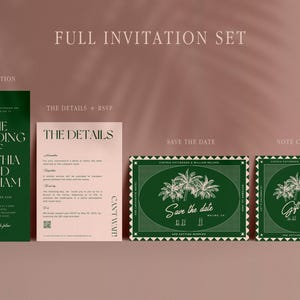 Wedding Digital Bundle Invitation Pink & Green Printable Invitation ...