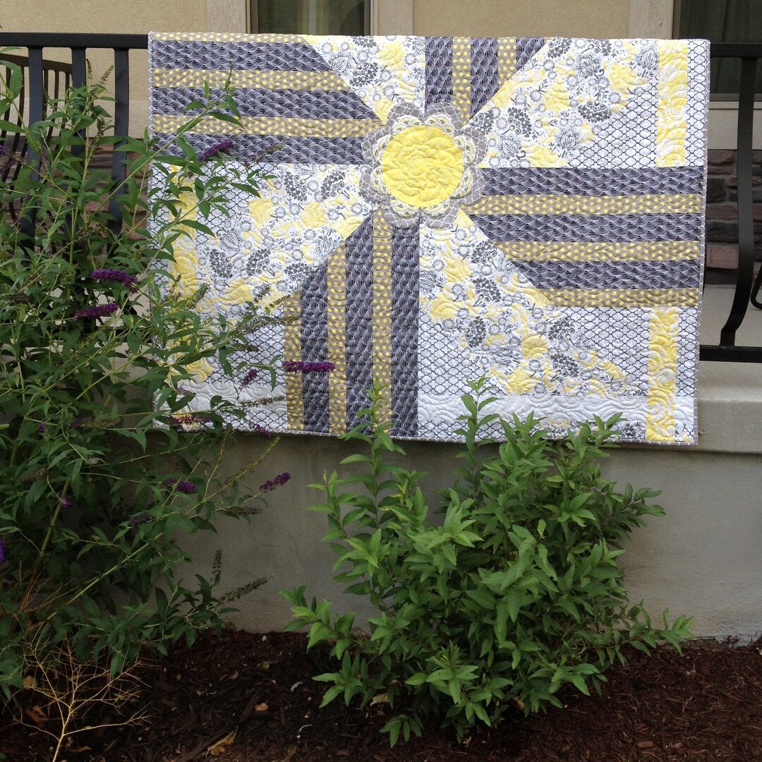 Pinwheel Posies Quilt Pattern, Finished Quilt 60" X 60", by Pink Hippo ...