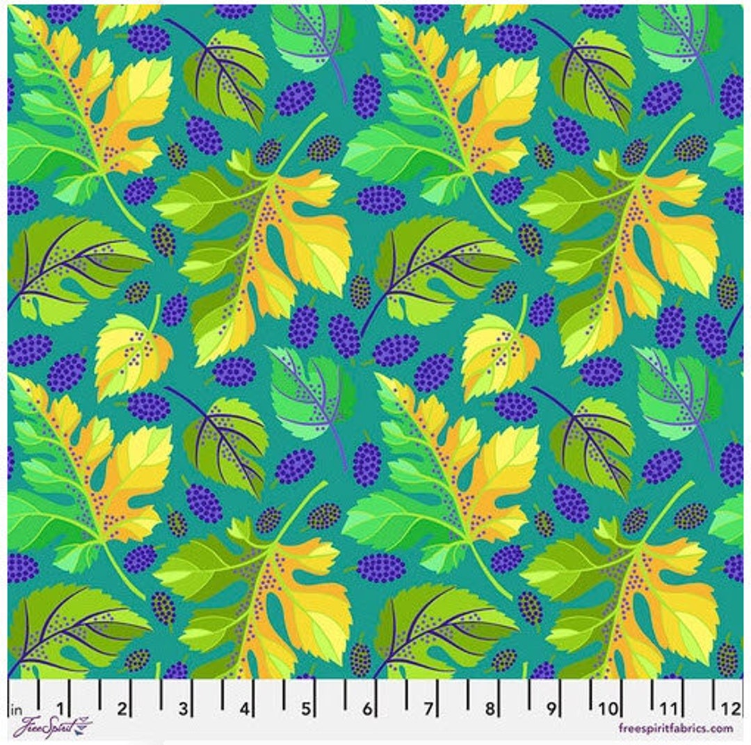 Mini Mulberry - Turquoise - A New Leaf by Jane Sassaman for Free Spirit ...