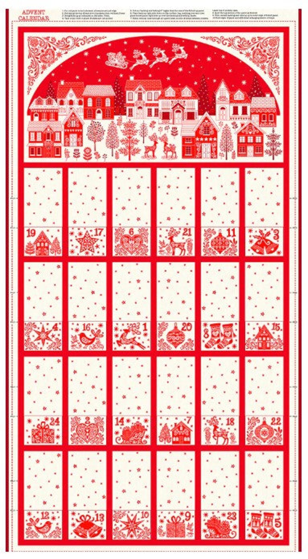 Scandi 2023 by Makower UK , Fold up Advent Calendar in Red, Andover ...