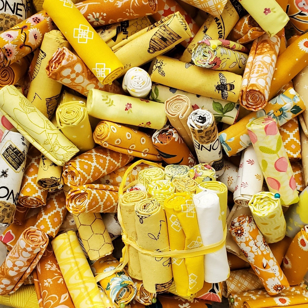 Yellow Fabric Scraps, Bundles of 6, 13 or 20 Quilt Fabrics, Yellow ...