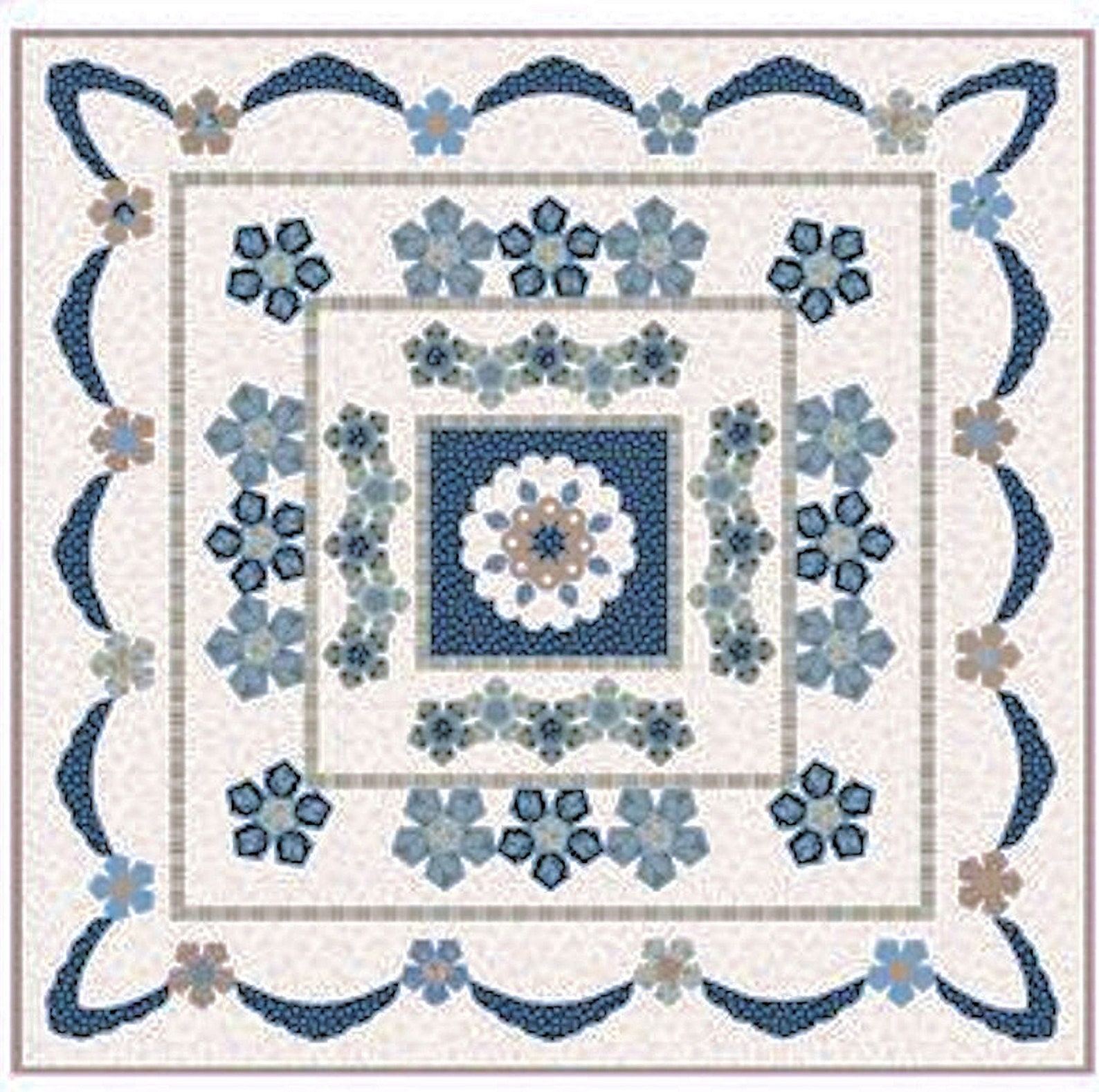 Sue Daley AZURE ROSE Quilt Pattern: Paper Piecing Design Booklet ...