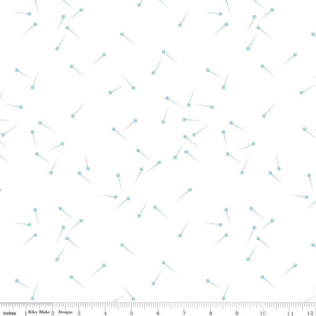 Pin Drop on White Riley Aqua by Riley Blake Designs, 100% Quilting ...
