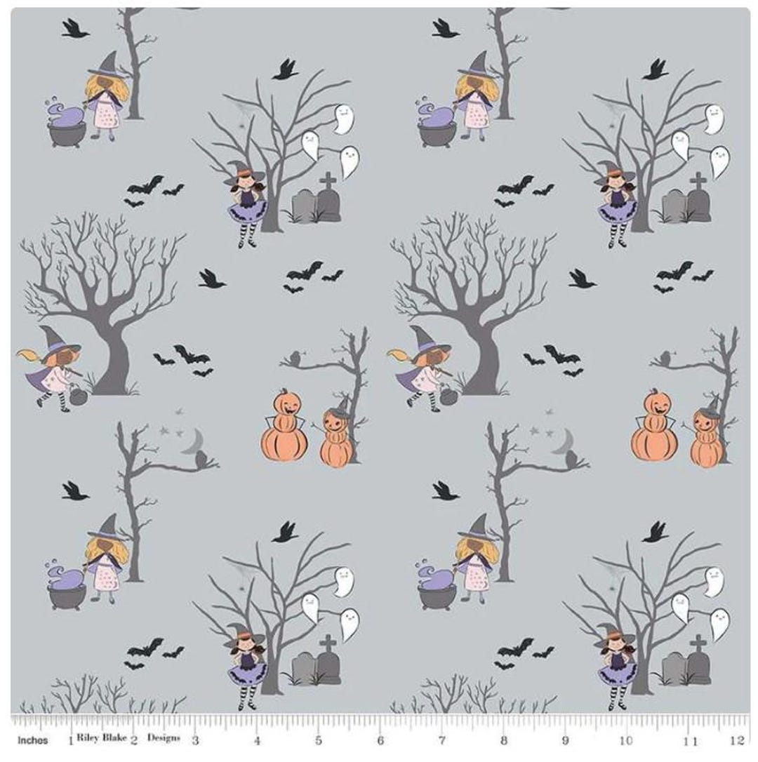 Spooky Schoolhouse Main Silver Sparkle, 100% Cotton, by Melissa ...