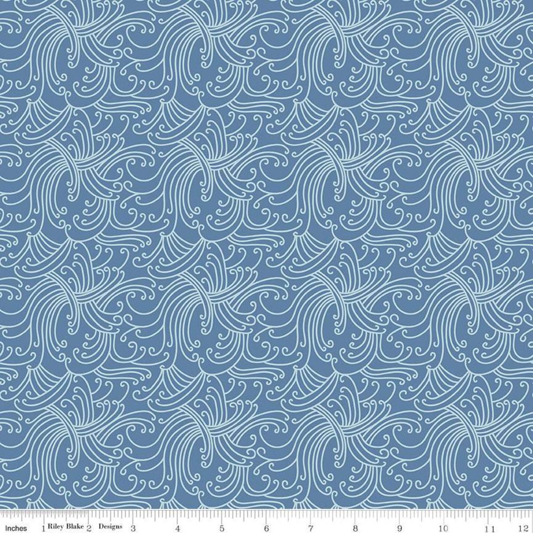 Riptide Gnarly Waves Denim Blue by Citrus & Mint Designs for Riley ...