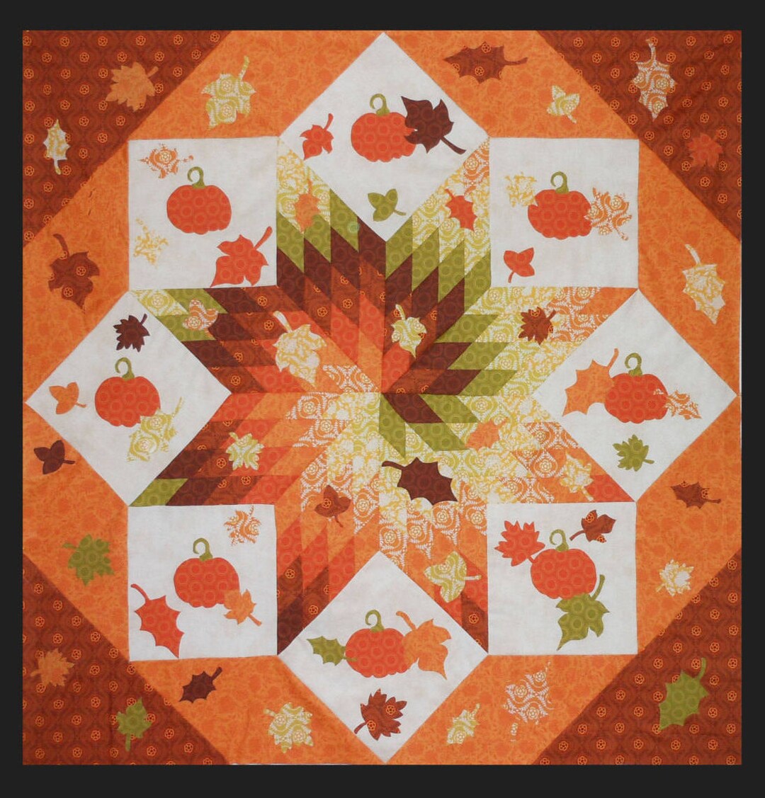 Fall Frenzy Quilt Pattern Pdf Downloads Pumpkins Fall Leaves Lone Star ...