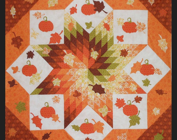 Fall Frenzy Quilt Pattern Pdf Downloads Pumpkins Fall Leaves Lone Star ...