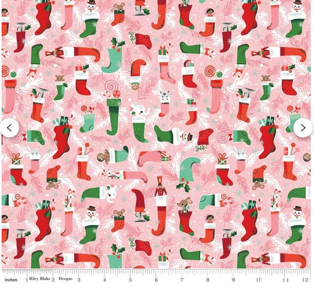 Twas Stockings Were Hung Pink Sparkle by Jill Howarth for Riley Blake ...