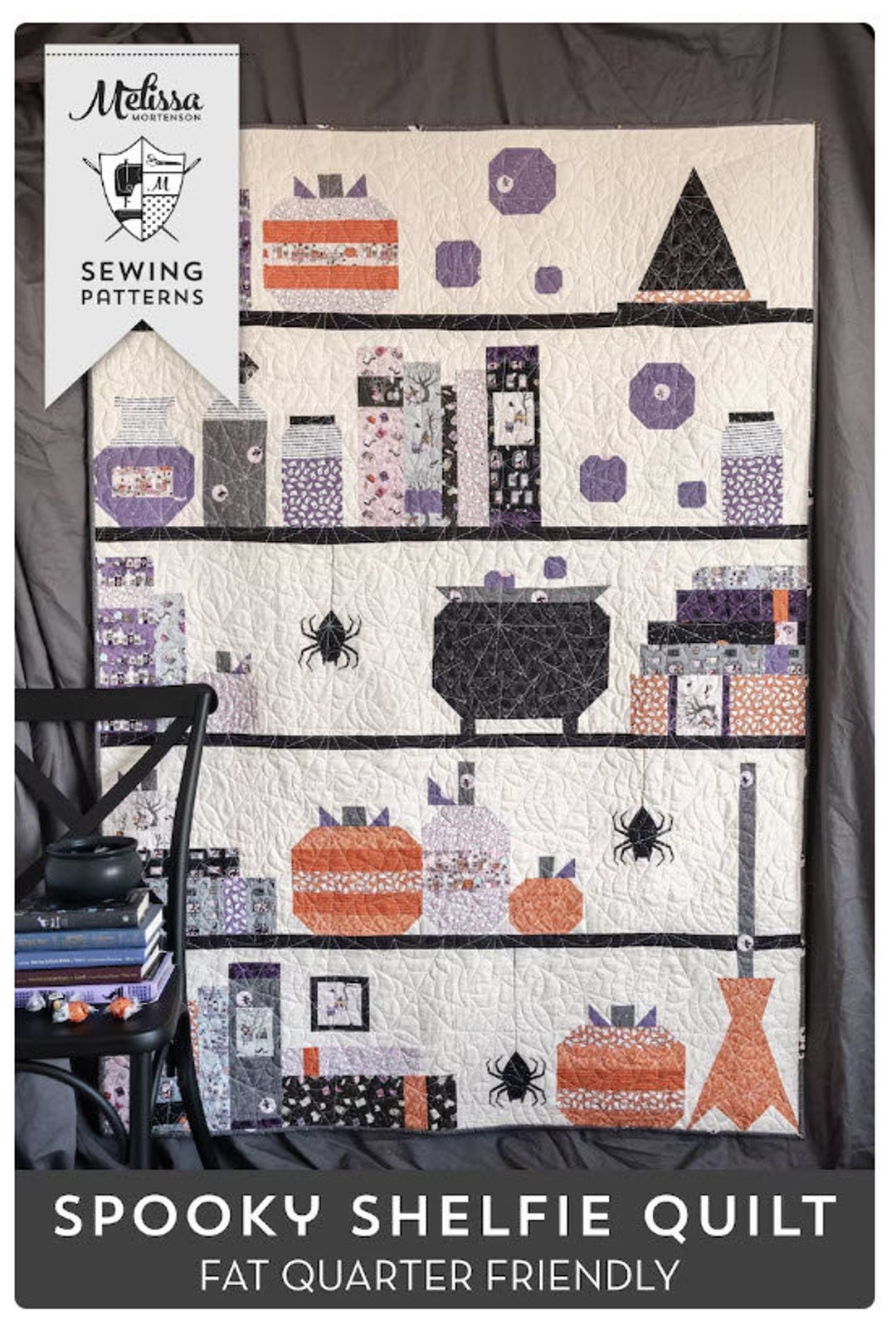 Melissa Mortenson Spooky Shelfie Quilt Pattern - 48" by 68" - Features ...