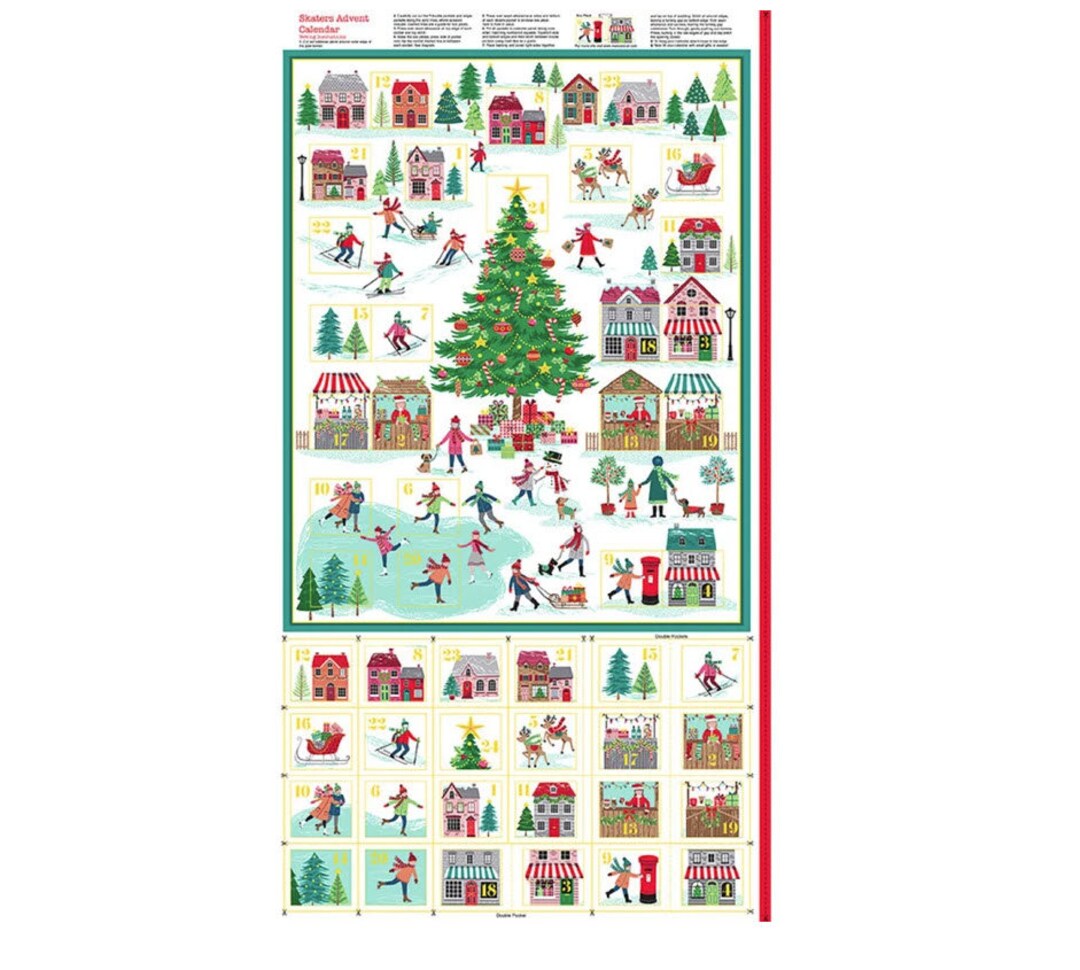 Ice Skater Advent Calendar Panel From Makower's Christmas, Sew It ...