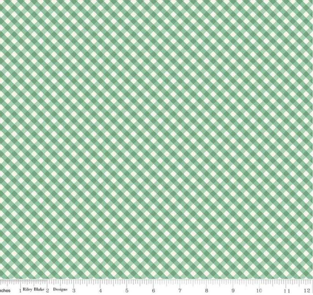 Spring Gardens Gingham Green on Diagonal Quilting Fabric - 1/2 Yard by ...