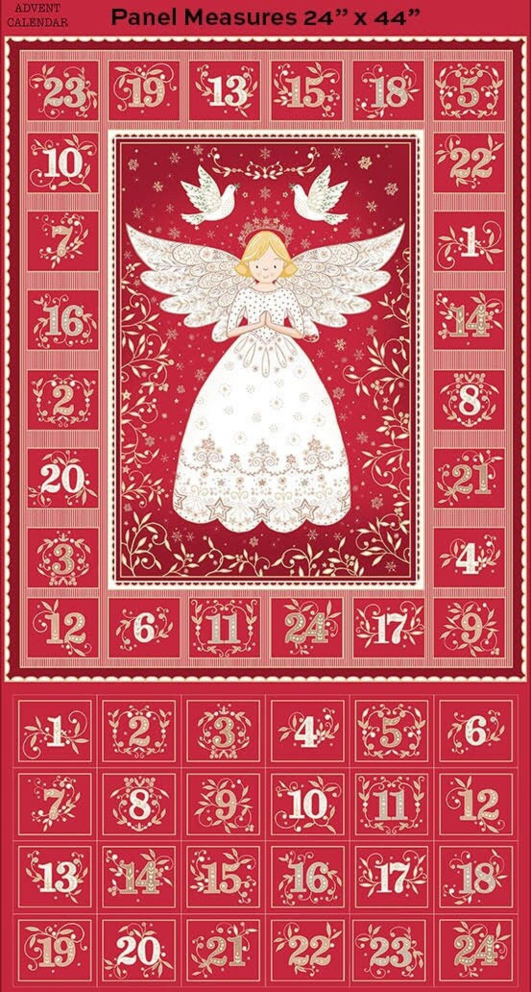 Angels Advent Calendar Panel Color: Red, 100% Cotton MU-042-R ...