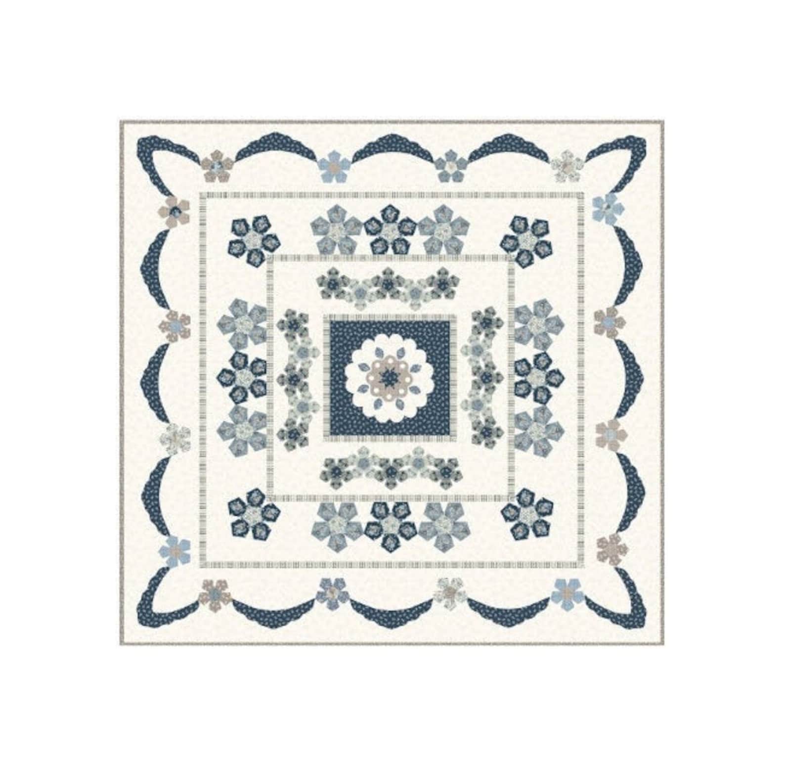 Sue Daley AZURE ROSE Quilt Pattern: Paper Piecing Design - Etsy