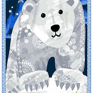 Northern Lights Polar Bear Panel Christmas Panel 23" X 44" by Andover ...
