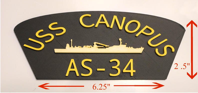 3D Printed USS Canopus Hat Emblem With Ship - Etsy