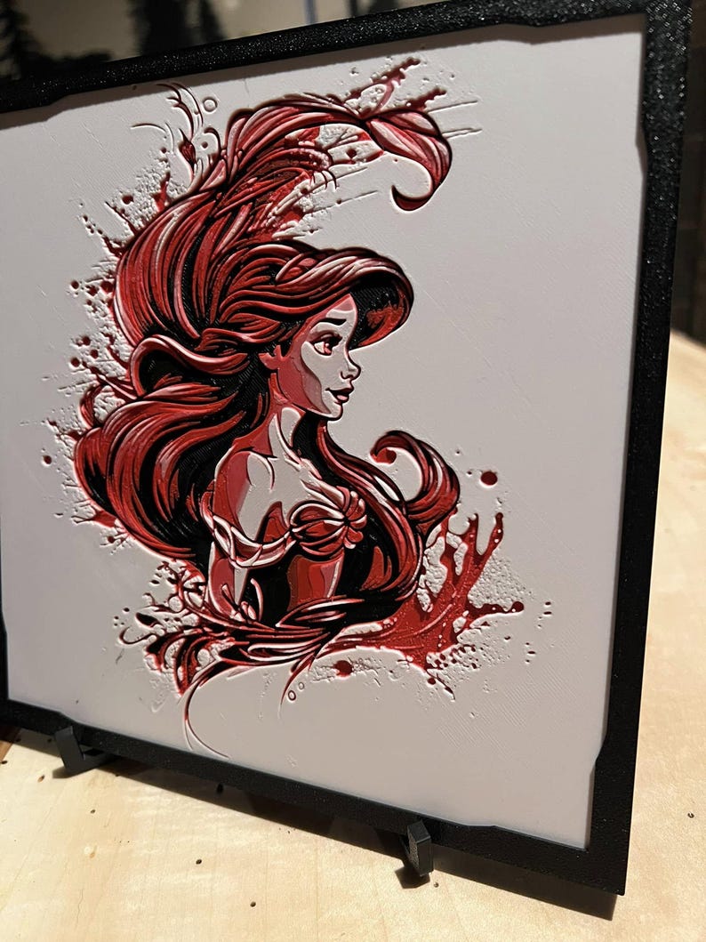 3D Printed Hueforge Photo of Ariel From the Little Mermaid. - Etsy