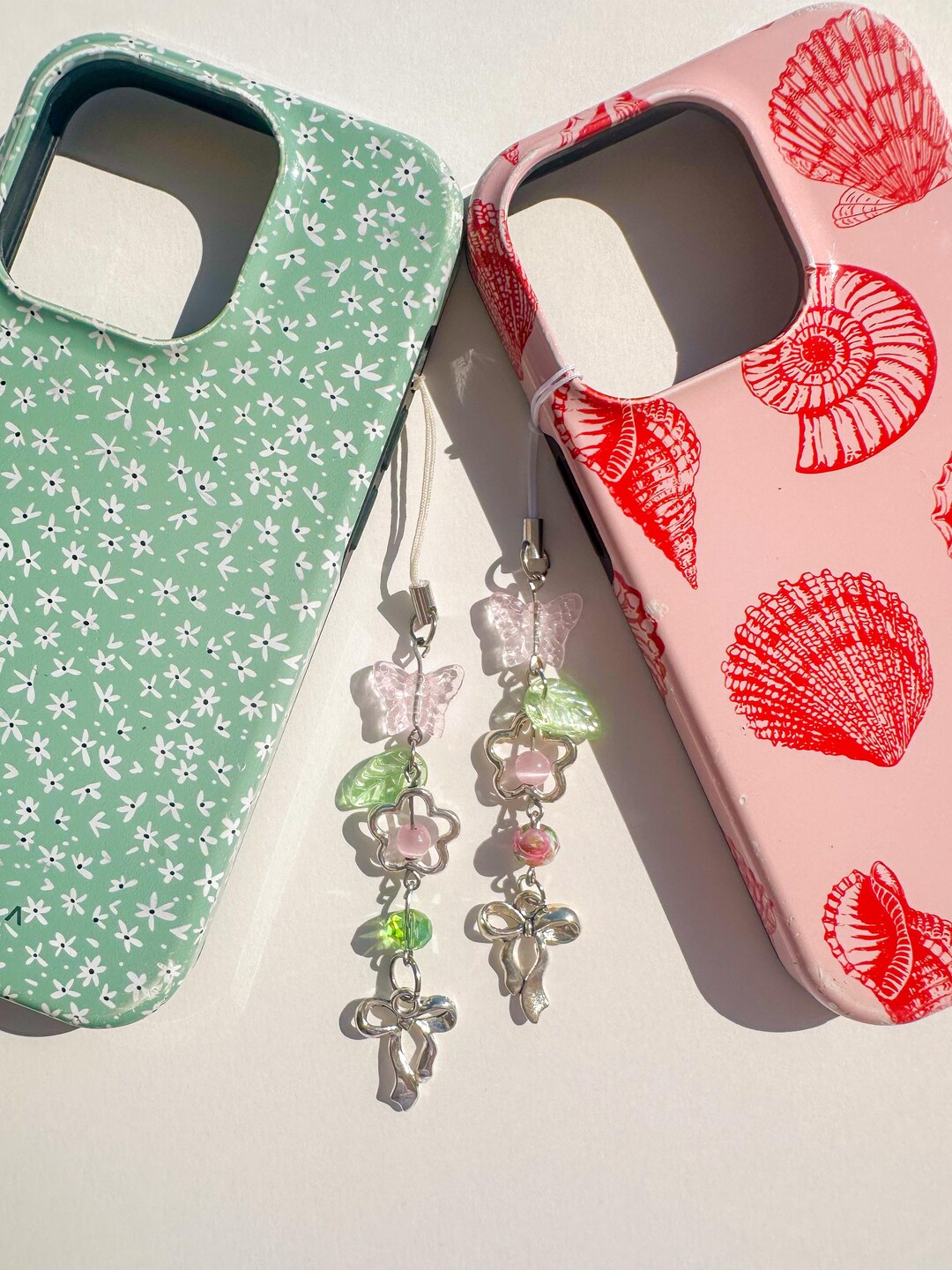 Handmade Butterfly Phone Charm: Floral Bead Dangle - Etsy