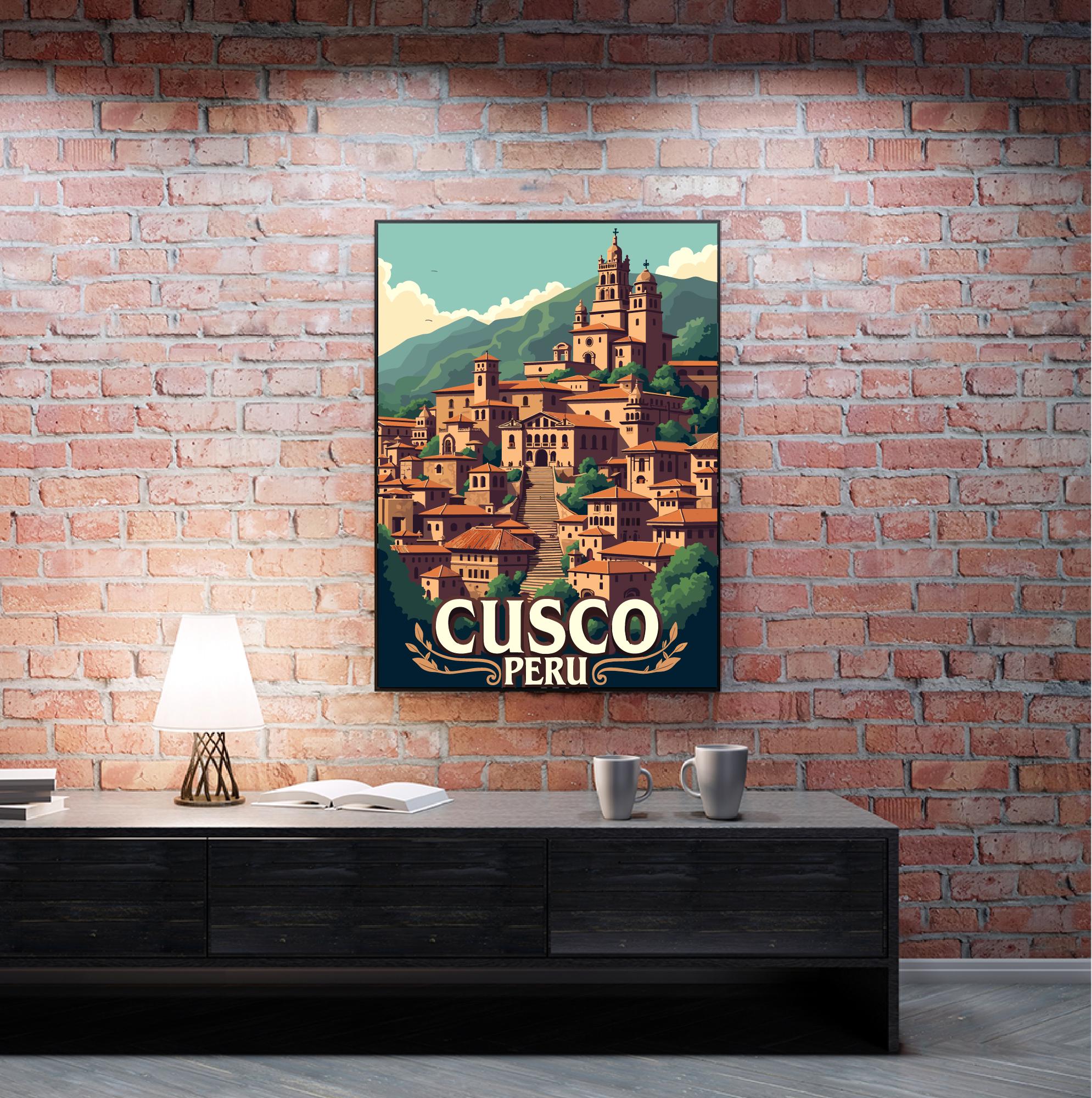 Cusco Peru Travel Poster: Vintage Style Wall Art - Etsy