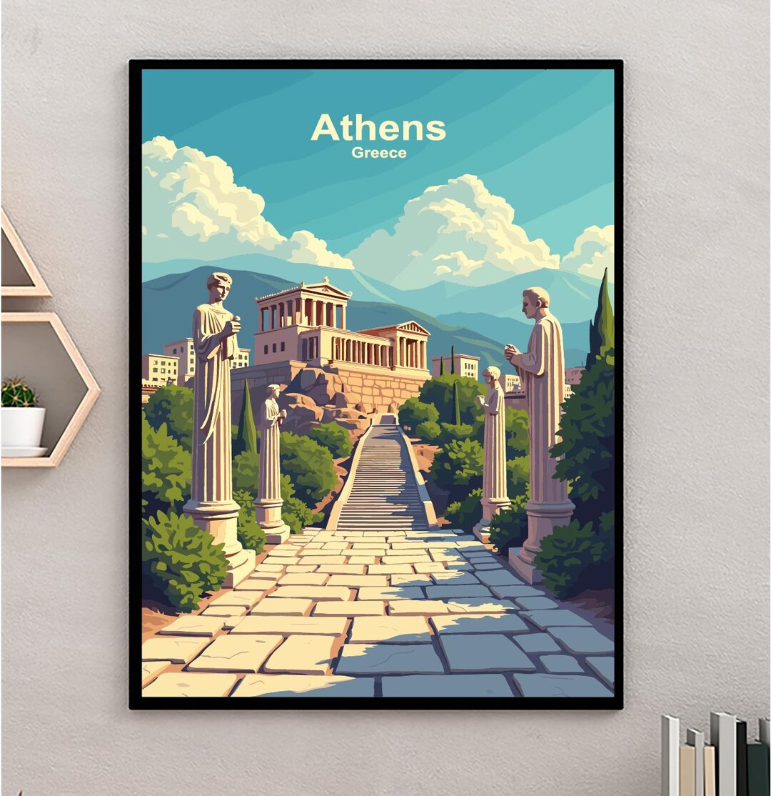Athens Greece Poster, Wall Art Decor, Birthday Present, Wedding Gift ...