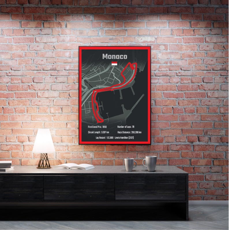 Monaco F1 Poster,monaco Race Track Poster Print,monacof1 Gift,monaco GP ...