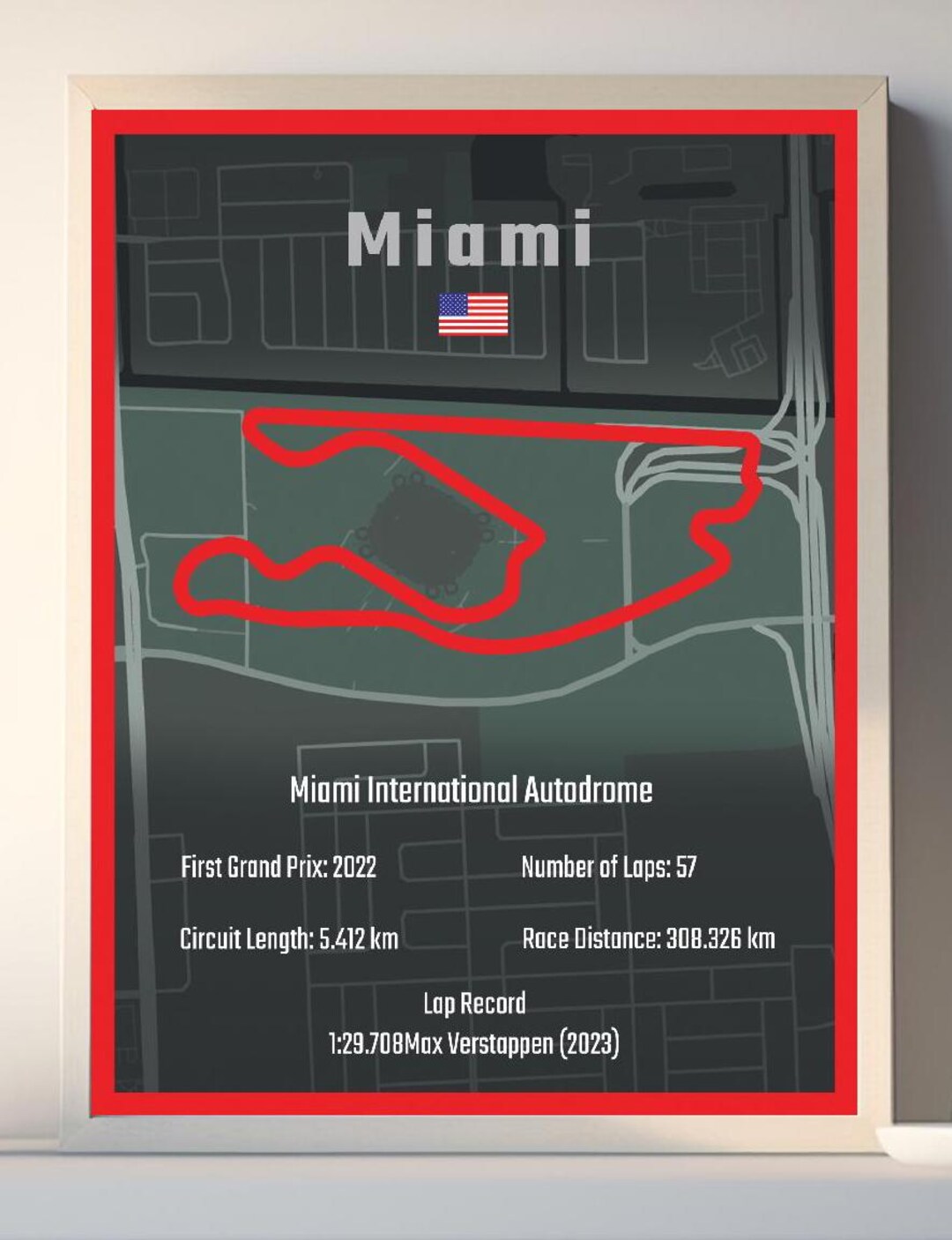 Miami F1 Poster,miami Race Track Poster Print,miami F1 Gift,miami GP F1 ...