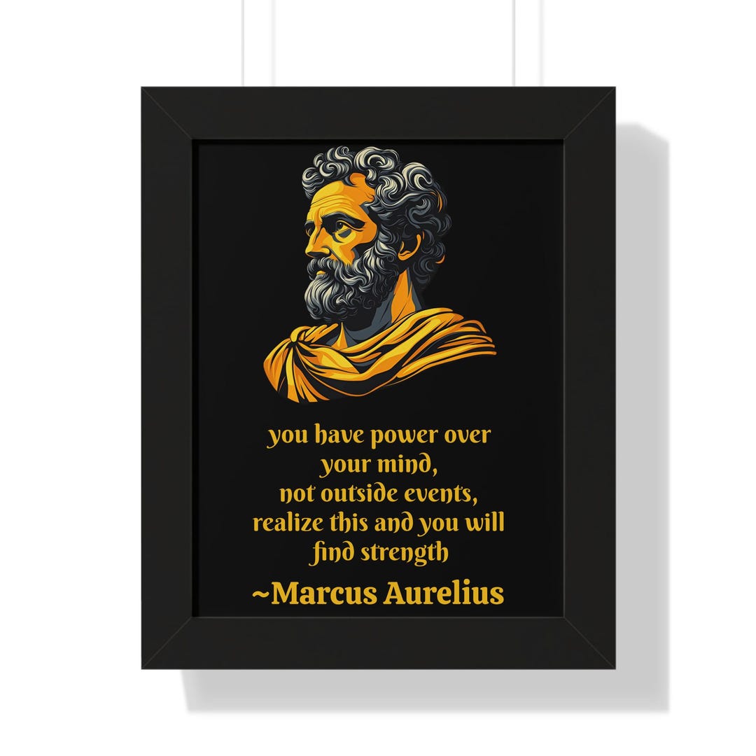 Marcus Aurelius Golden Bust Framed Artwork Quote You Have Power Over ...