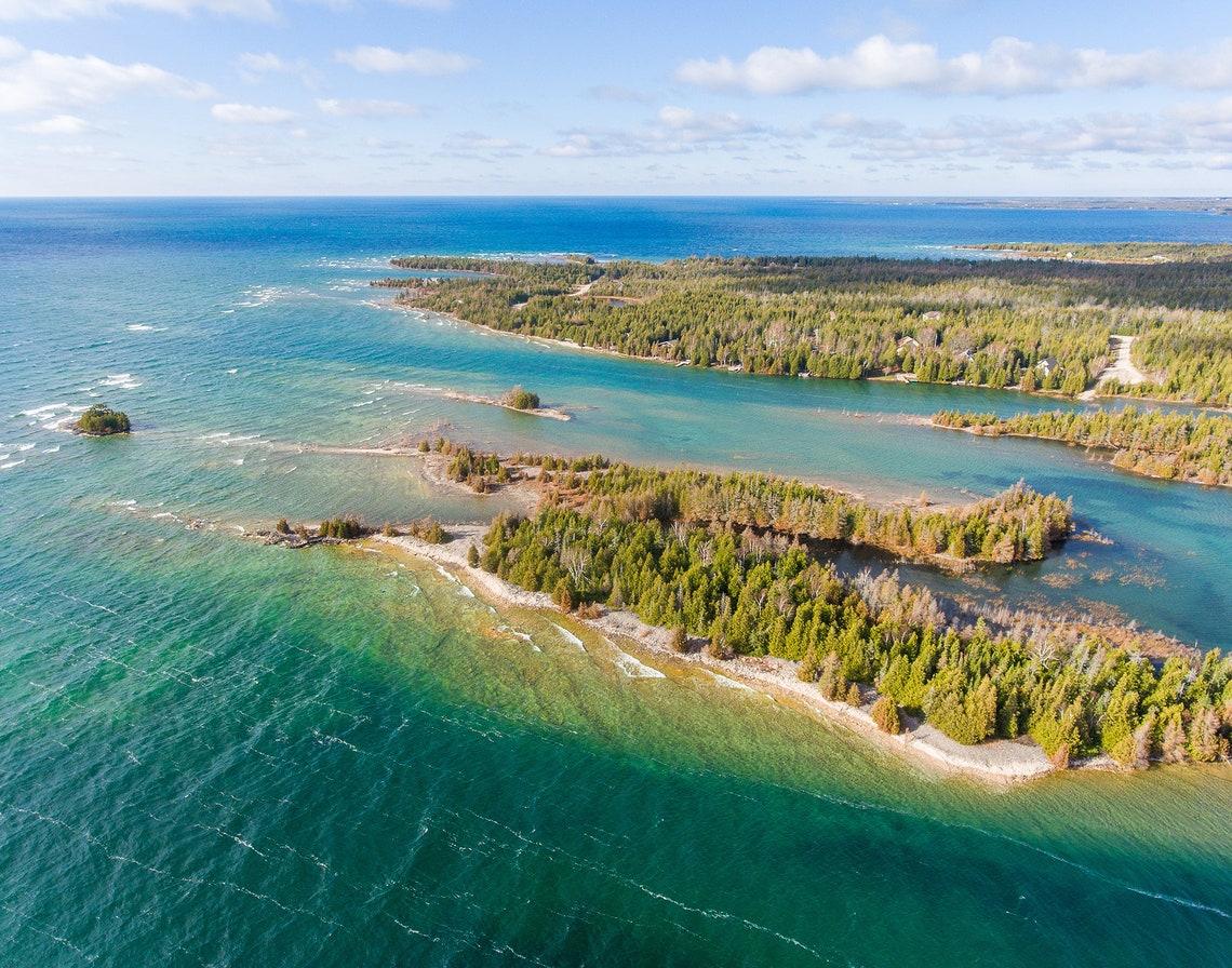 Aerial Drone photo of Lake Huron | Etsy