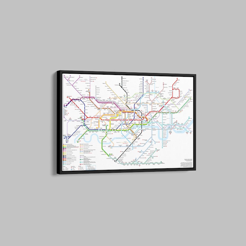 London Underground Tube Map Poster, London Railway, Metro Map, UK ...
