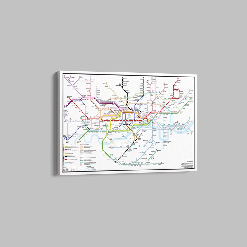 London Underground Tube Map Poster, London Railway, Metro Map, UK ...