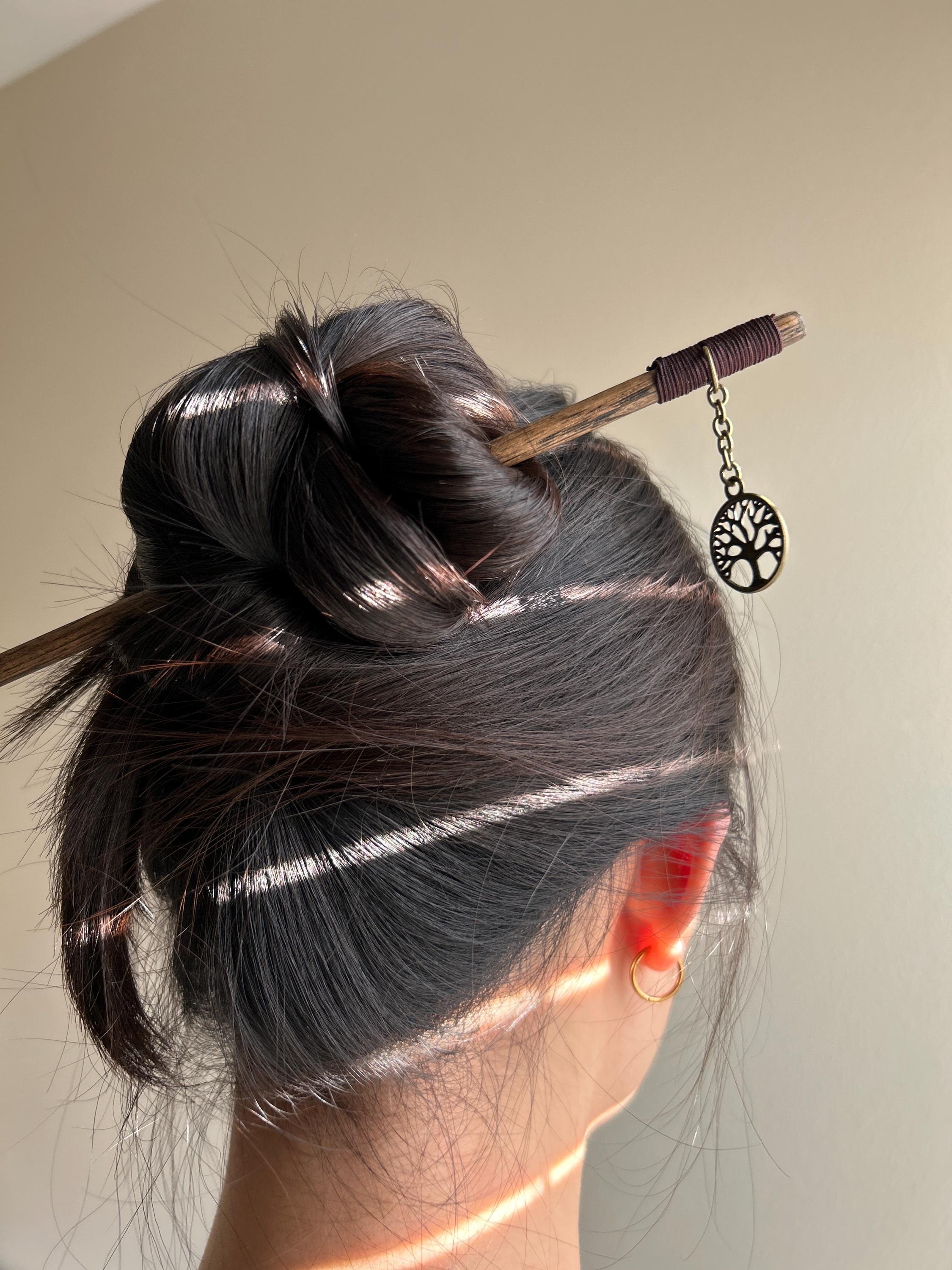 Yggdrasil Hair Stick, Handmade Oak Kanzashi, Japanese Hair Pin - Etsy