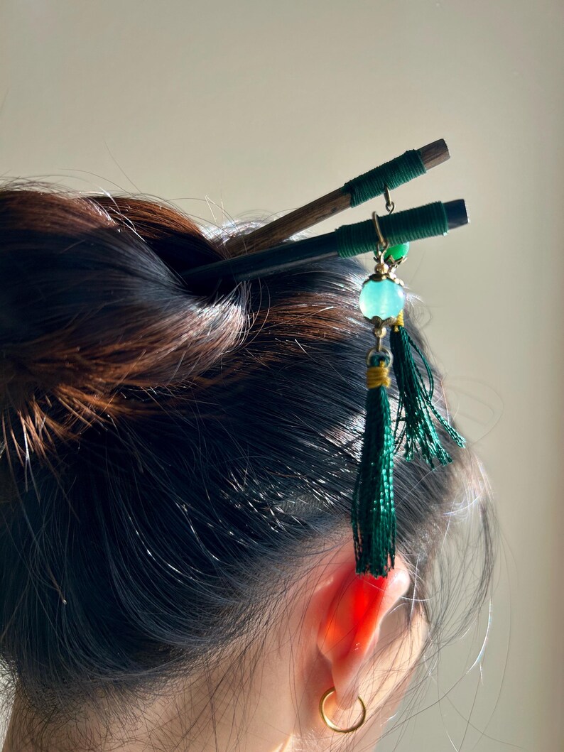 Handmade Jade Kanzashi Hair Stick: Traditional Japanese Hair Accessory ...