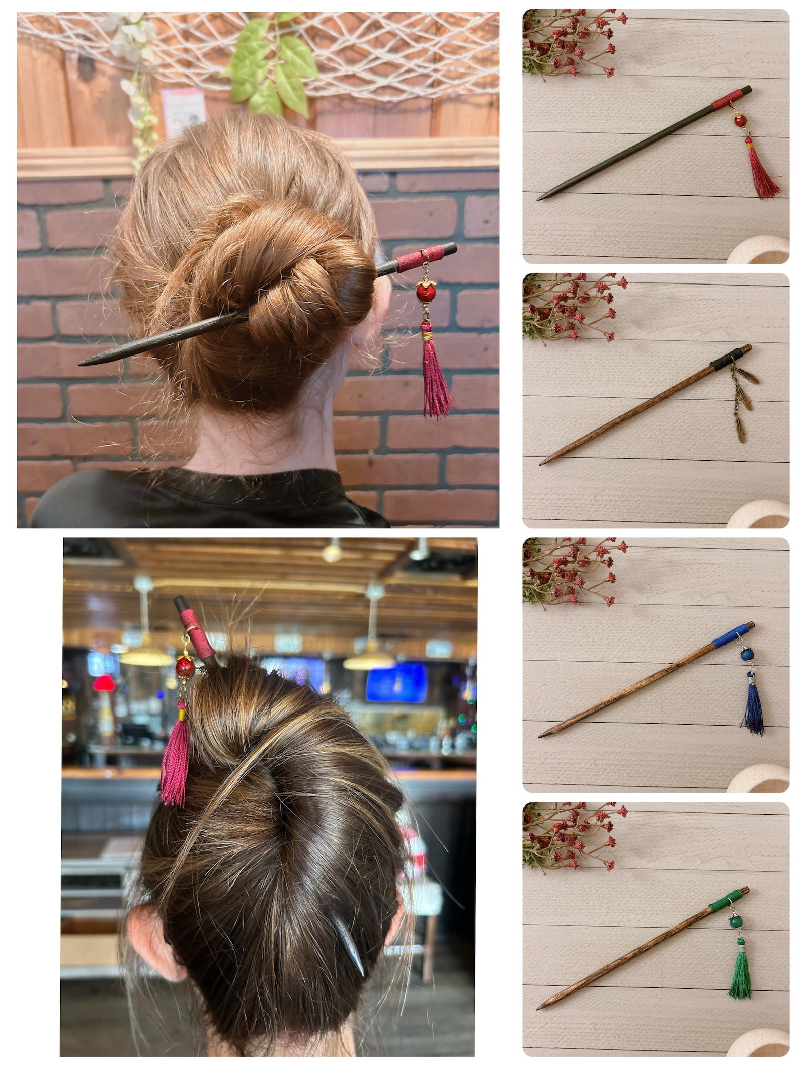 Gold Handmade Japanese Hair Stick, Traditional Japanese Kanzashi ...