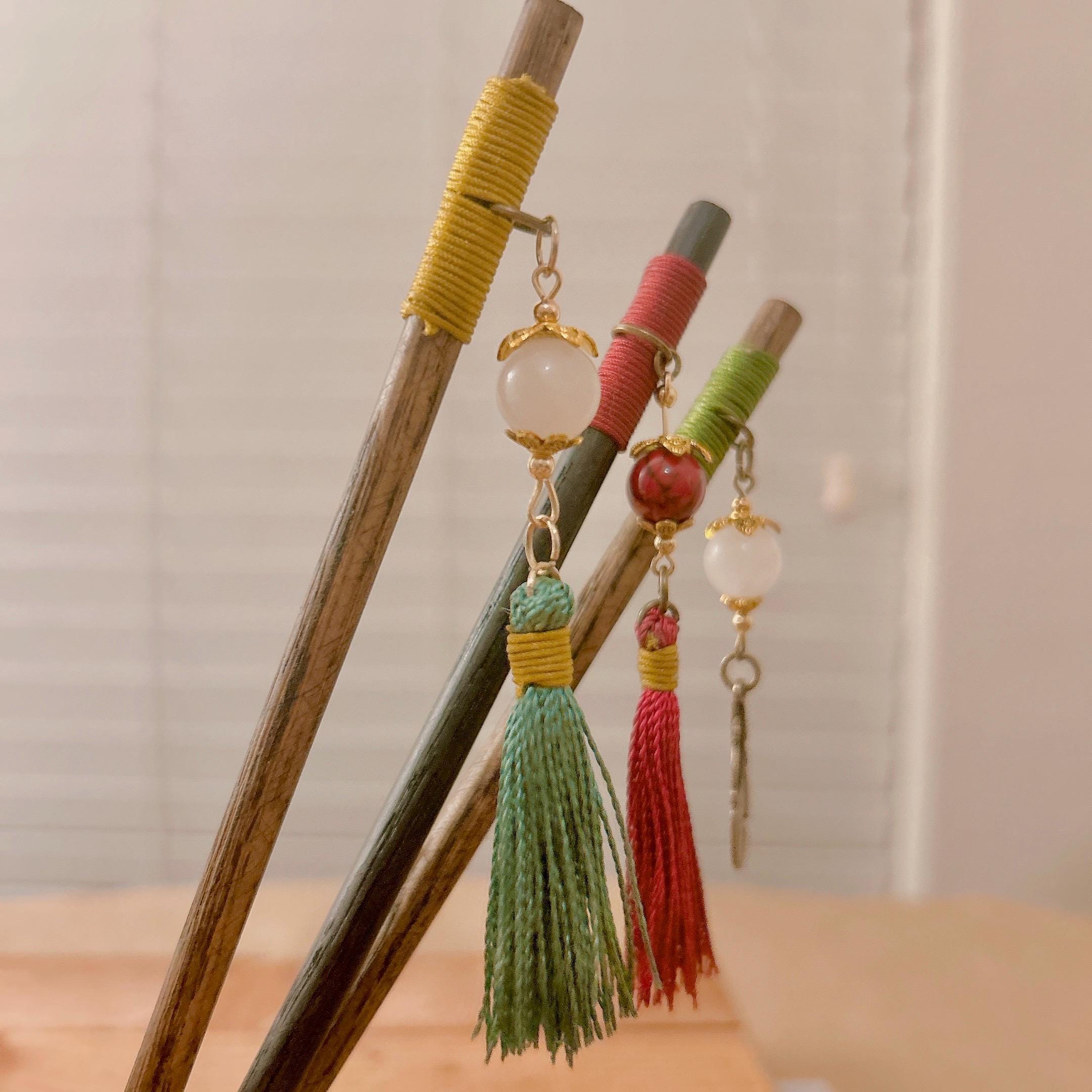 Gold Handmade Japanese Hair Stick, Traditional Japanese Kanzashi ...