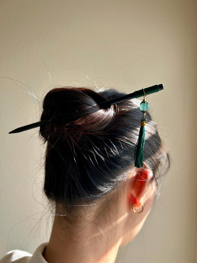 Handmade Jade Kanzashi Hair Stick: Traditional Japanese Hair Accessory ...