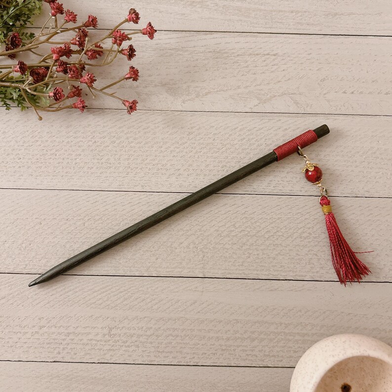 Handmade Burgundy Kanzashi Hair Stick: Traditional Japanese Accessory ...