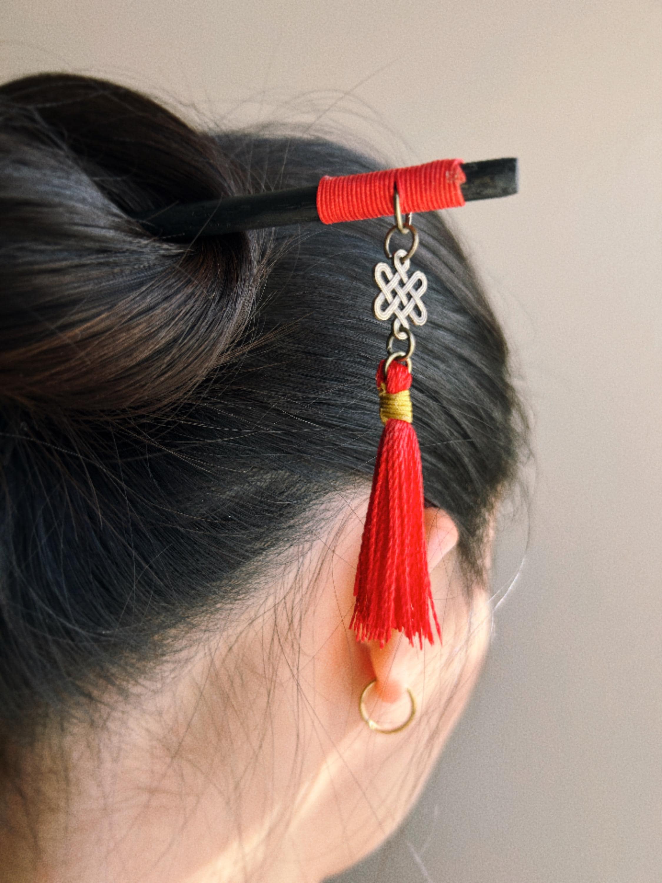 Chinese Knot Handmade Hair Stick, Traditional Japanese Kanzashi ...