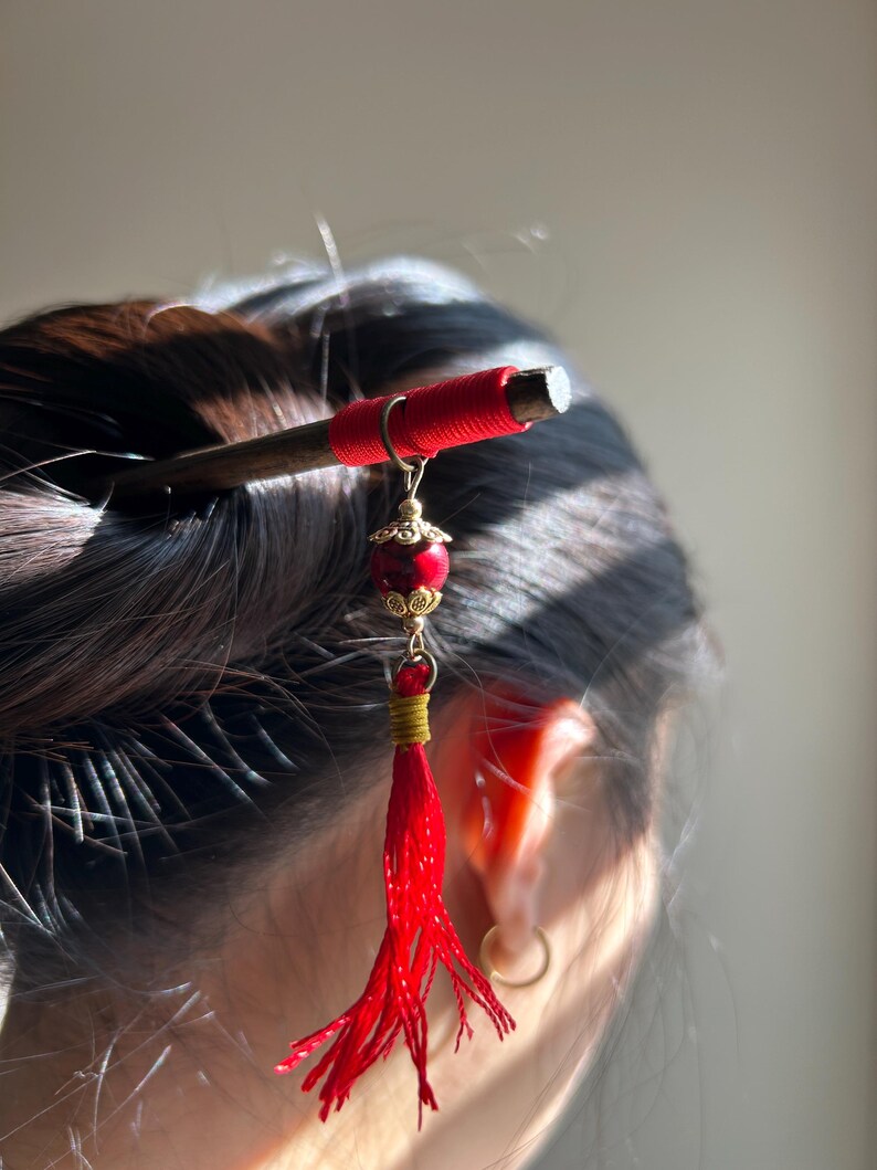 Scarlet Japanese Kanzashi Hair Stick, Asian Hair Accessory - Etsy
