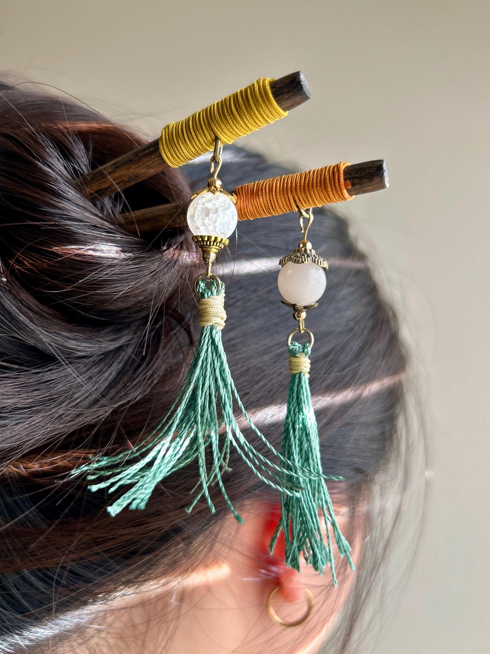 Gold Handmade Japanese Hair Stick, Traditional Japanese Kanzashi ...
