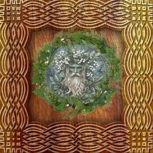 Wood Plaque, Pagan Yule Decoration, Mistletoe Greenman Figure, Pagan ...