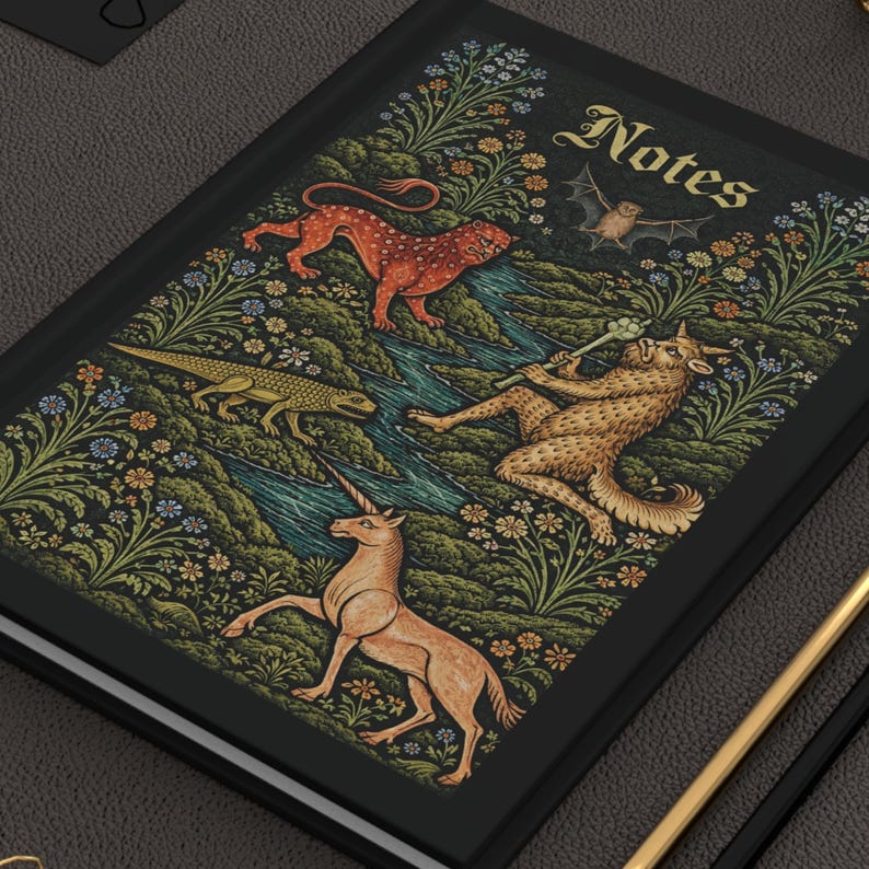 Medieval Bestiary Journal, Gothic Hardcover Notebook, Latin Quote ...