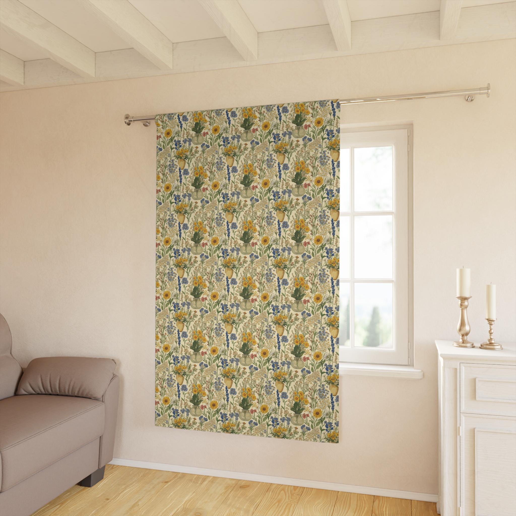 Cottagecore Floral Window Curtains, Wildflower Curtain, Farmhouse ...