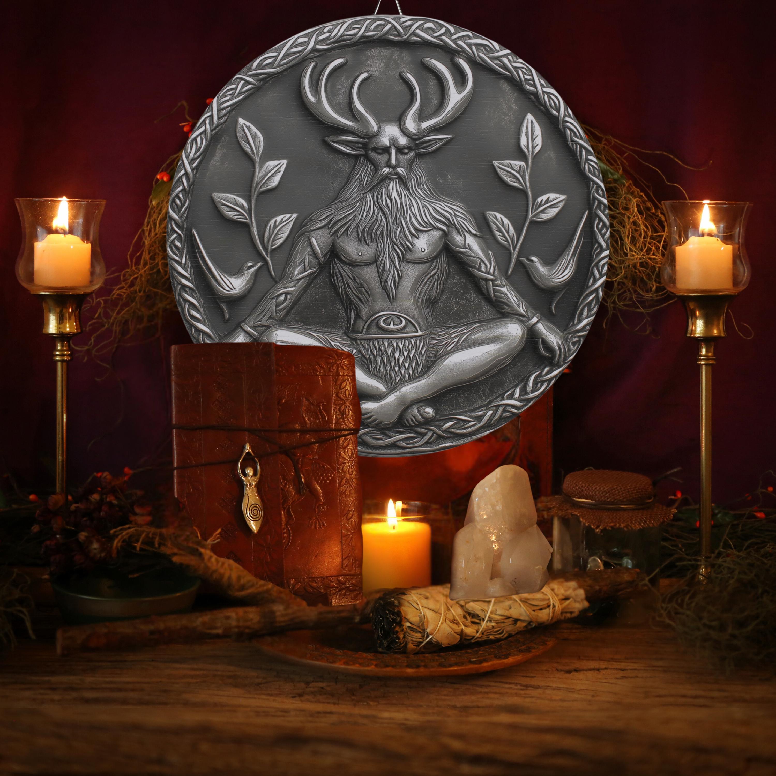 Pagan Horned God Cernunnos, Wooden Wall Plaque, Wiccan Gift - Etsy
