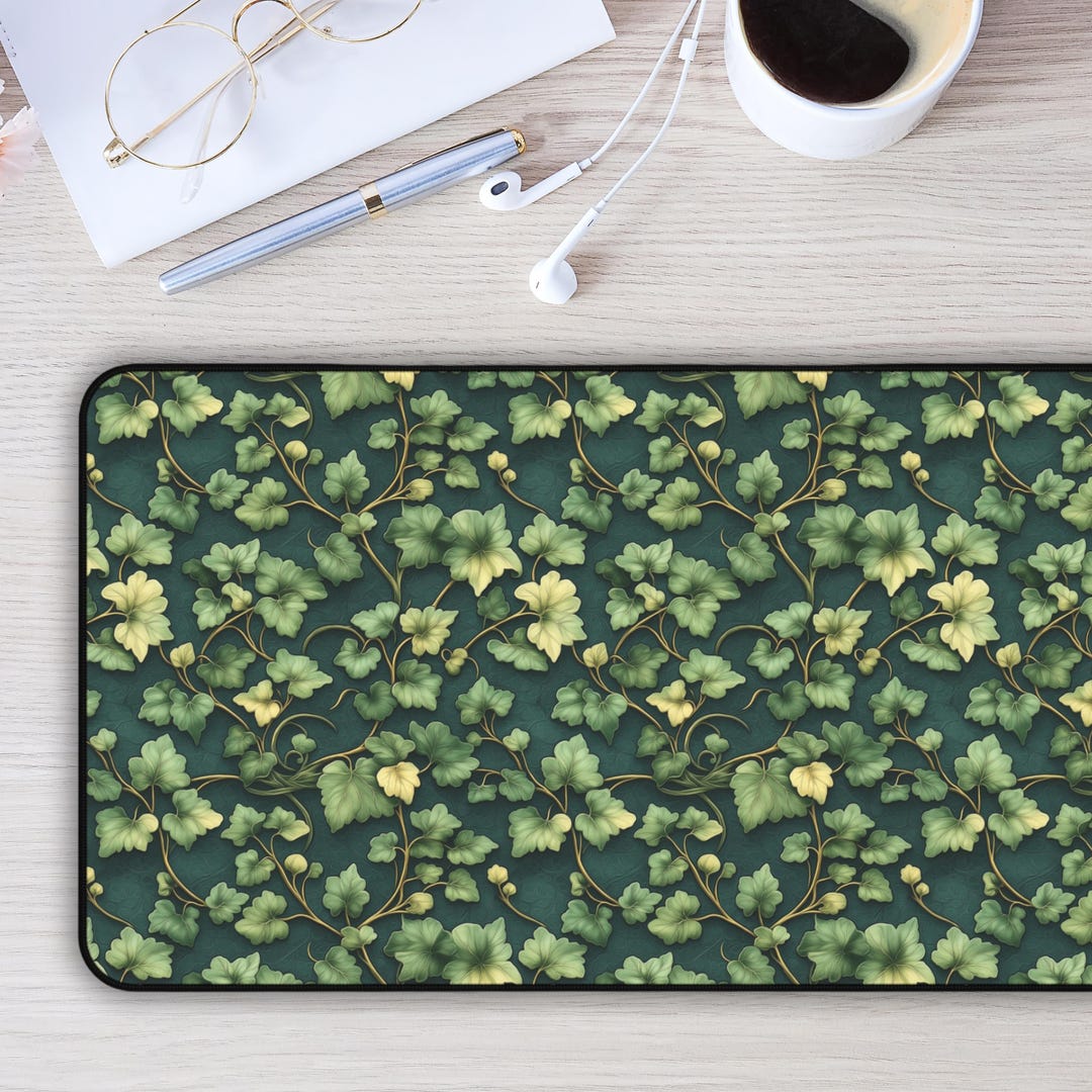 Garden Desk Mat, Green Vines Office Desk Pad, Botanical Table Mat ...
