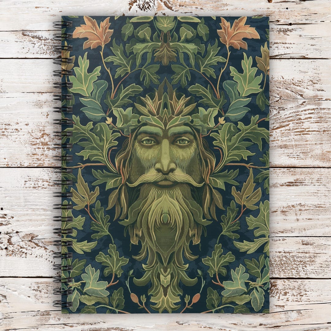 Forest Core Summer Solstice Green Man Spiral Notebook, Ruled Line ...