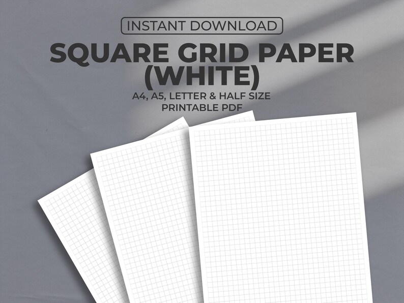 Square Grid Paper Printable A4, A5, Letter & Half-size Dotted Journal ...