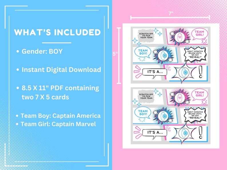 Captain America - Superhero Gender Reveal Scratch off Card | Team BOY ...