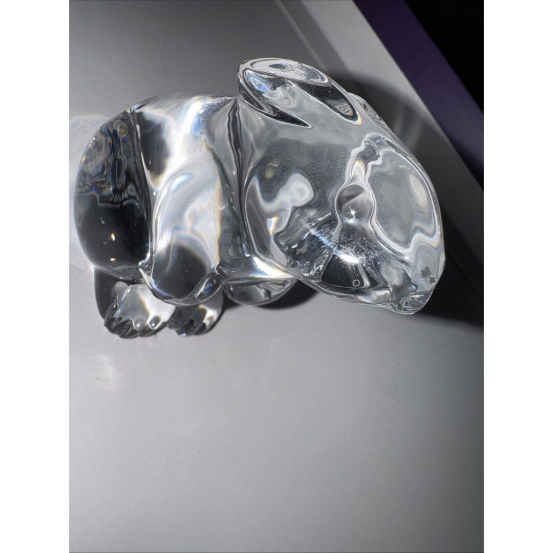 BACCARAT Crystal Bunny RABBIT Glass Paperweight Clear Figurine France ...