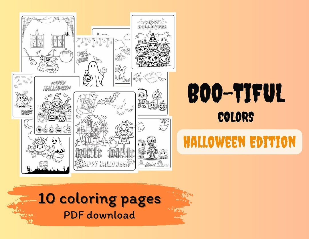 Boo-tiful Halloween Coloring Pages for Kids and Adults: 10 Pages PDF ...