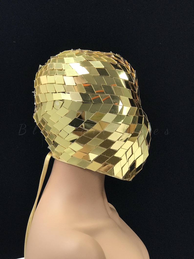 Gold Mirror Cyberpunk Mask: Futuristic Rave Costume, EDM Cosplay - Etsy
