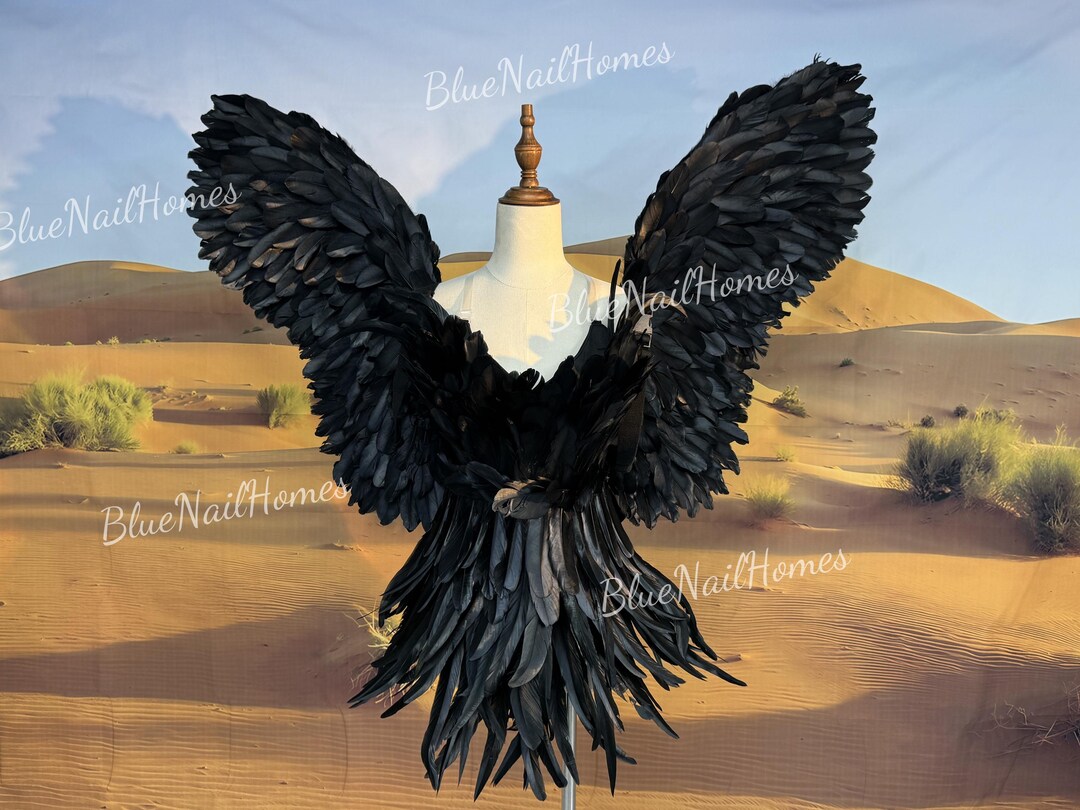 Black Feather Angel Wings Costume for Halloween, Gothic Cosplay, Birthday, Parties, Angel Themed ...